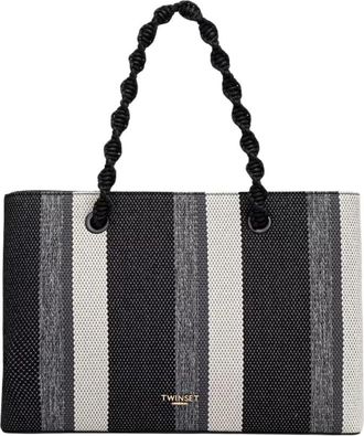 Twinset Femme, Sacs, Multicolore, Taille: ONE Size Cabas zipp&eacute; en toile ray&eacute;e