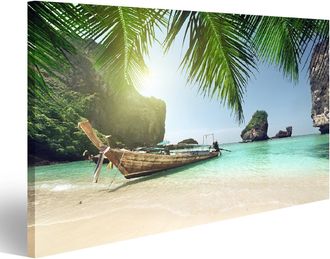 Islandburner Bild Bilder auf Leinwand Boot in Phi Phi Insel, Thailand Wandbild, Poster, Leinwandbild LLT