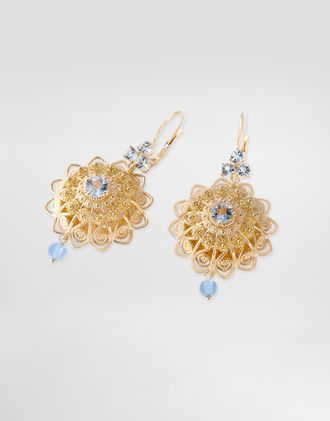 Dolce & Gabbana Filigree Earrings 18-carat Yellow Gold And Aquamarines - Frau Ohrringe Gold Onesize