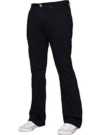 Enzo Jeans Jean pour homme Coupe Bootcut Jambes larges Stretch Denim Pantalon &eacute;vas&eacute; Toutes tailles, Noir, 38W / 34L