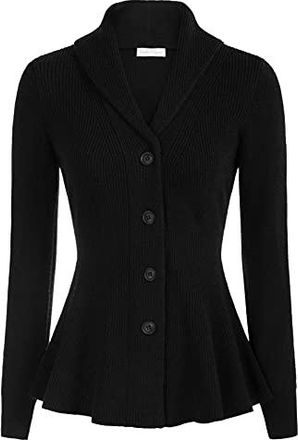 Belle Poque Cardigan décontracté à manches longues pour femme, Noir, XL