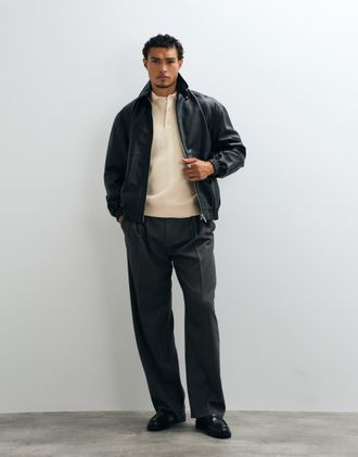 Asos bomber en cuir v&eacute;ritable noir