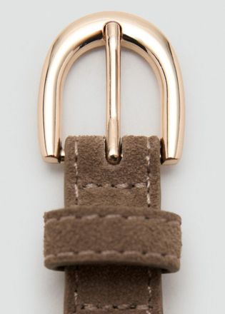 Mango Ceinture cuir su&egrave;de marron moyen - Femme - XL - MANGO