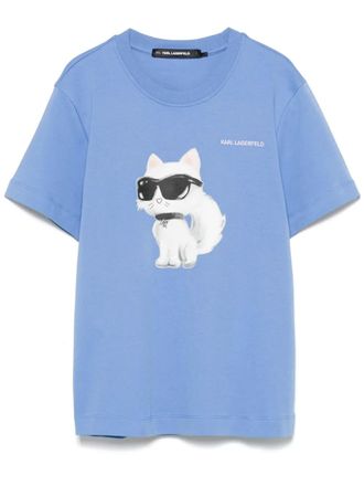 Karl Lagerfeld t-shirt à imprimé Choupette - Bleu