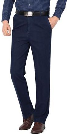 Generic Jean denim stretch en coton bleu noir confortable et facile dentretien pour homme - Plissé et avant plat - Stretch - Pantalon en jean basique délavé, 