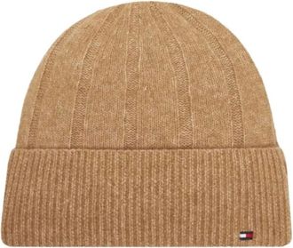 Tommy Hilfiger Femme, Accessoires, Beige, Taille: ONE Size Flag Fluffy Beanie With Wool