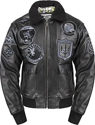 Noble House Top Gun Mavericks Stealth Veste en cuir pour homme Noir - Noir - XXXX-Large