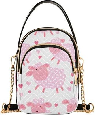 Mnsruu Sac à bandoulière pour femme avec sangle réglable Motif mouton rose