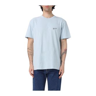 Woolrich Homme, Tops, Bleu, Taille: L T-shirt à Manches Courtes et Col Rond