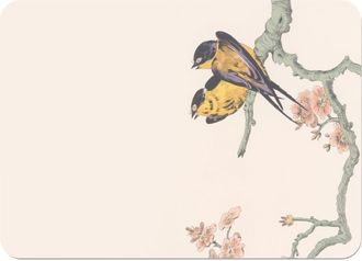 Fabulous Tischset mit Unterseite aus Kork, Schwalben und Sakura, traditionelles japanisches Design, geprägt, groß, 39,5 x 28,5 cm