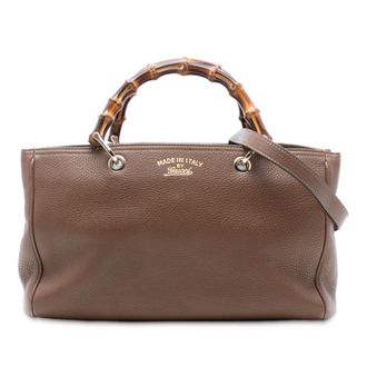 Gucci Tan Medium Calfskin Bamboo Shopper Satchel