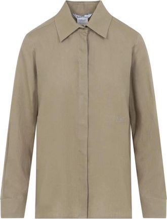 Max Mara Femme, Blouses et Chemises, Brun, Taille: 34 FR Falasco Linen M Logo Shirt