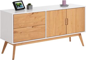 IDIMEX Sideboard Tivoli im skandinavischen Design, Kommode aus massiver Kiefer, 2 Türen und 2 Schubkasten, weiß/gebeizt Geschirrschrank Buffetschrank