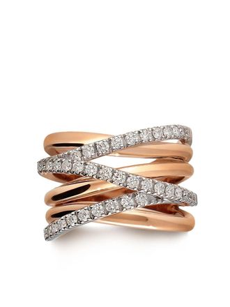 Leo Pizzo bague Waves en or 18ct orn&eacute;e de diamants - Rose
