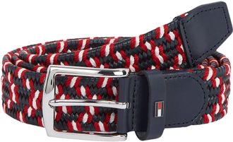 Tommy Hilfiger Herren G&uuml;rtel Denton Elastic Leather 3,5 cm Geflochten, Schwarz (Corp), 110 cm