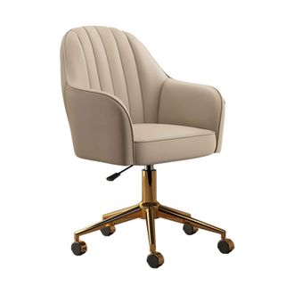 Generic Verstellbarer, Drehbarer B&uuml;rostuhl Mit Goldenem Metallgestell for Schminktisch, Schlafzimmer Oder Wohnzimmer(Khaki)