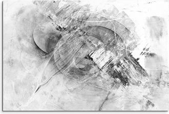 Paul Sinus Art Abstrakt 1312-120x80cm SCHWARZ-WEISS Bilder - Wandbild Kunstdruck in XXL Format - Fertig Aufgespannt - TOP - Leinwand