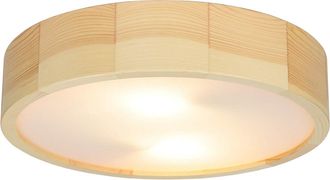 Licht-Erlebnisse Deckenlampe Glas Holz Kiefer Flur Wohnzimmer Ø37 cm E27 2-flammig blendarm wohnlich blendarm Moderne Deckenleuchte Treppenhaus ARBARO