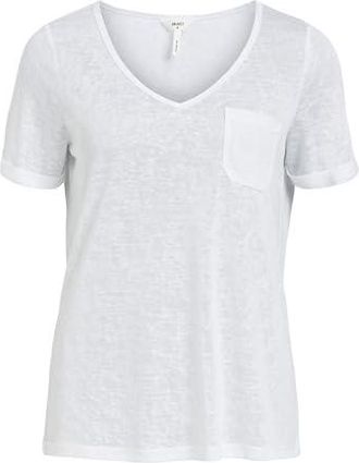 Object Objtessi Slub S/s V-Neck Noos T-Shirt, Blanc (White), 38 (Taille Fabricant: Small) Femme