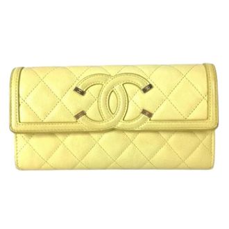 Chanel Portefeuille en cuir Pre-owned - Femme - Pre-owned - Jaune - Taille: ONE Size