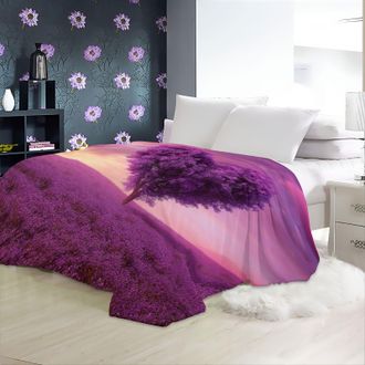 Generic Kuscheldecke Flauschig Lila Super Weich Warme Personalisierte Deutsch Fantasy-Szene lila Blumenfeld 200 x 200 cm Decke Beste Geburtstag super gem&uuml;tlic