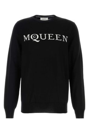 Alexander McQueen Logo-Embroidered Wool Sweater - Black