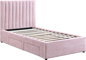 Vente-Unique Bett 90 x 190 cm mit 2 Schubladen - Stoff - Rosa - Sarah