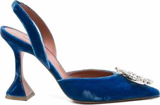 Amina Muaddi Begum Sling 95 - Femme - Chaussures - Bleu - Taille: 38 1/2 EU