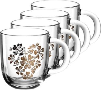 Leonardo 046448 EMOZIONE Tasse 400 ml mehrfarbig Blumenherz 4er-Set, Glas