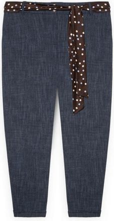 Fiorella Rubino Femme, Pantalons, Bleu, Taille: 44 FR Pantalon coupe carotte en maille Milano