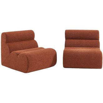 Sweeek 2er-Set modulare Lounge-Sessel mit strukturiertem Boucl&eacute;-Bezug, Strukturiertes Boucl&eacute;, Terrakotta