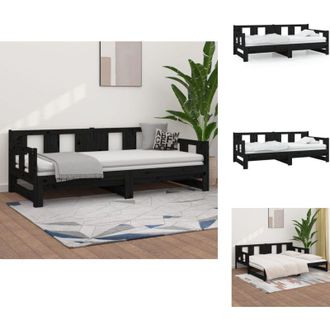 vidaXL Tagesbett Ausziehbar Schwarz Massivholz Kiefer 2x(80x200) cm - Tagesbett - Sofa Bett - G&auml;stebett - Doppelbett - Kiefernholz