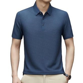 Generic Promptandia Chemise &agrave; manches courtes pour homme, respirante, confortable, confortable et cool en soie glac&eacute;e pour homme, Bleu/gris, XXL