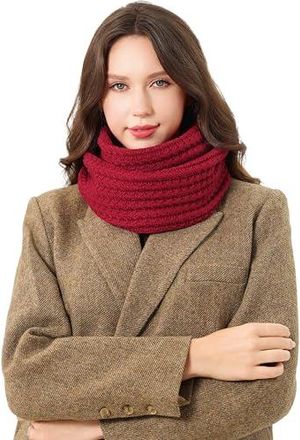 DonDon écharpe femme hiver foulard femme écharpe en laine châle femme tour de cou snood - Rouge foncé