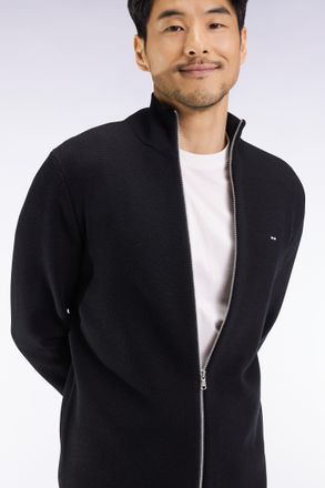 Eden Park Cardigan En Laine M&eacute;rinos Noir Coupe Droite