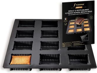 Silpat Flexipan Moule Petit Beurre - 12 Biscuits Tablette Chocolat, Sablés, Gateau Maison - Cuisson Homogène, Antiadhésif, Multi-Usages - Accessoire Moulage 