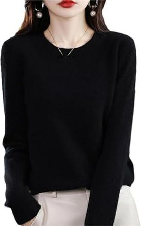 Generic Pull 100 % cachemire pour femme, pull tricot&eacute; doux et chaud &agrave; col rond pour lautomne et lhiver 2025, Noir, XXL