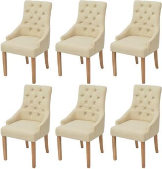 vidaXL Esszimmerst&uuml;hle 6 Stk. Cremewei&szlig; Stoff vidaXL