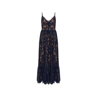 Michael Kors Femme, Robes, Bleu, Taille: 40 FR Floral Lace Maxi Dress