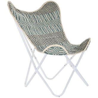 DKD Home Decor Fauteuil Coton Fer 74X65X90 Papillon Bleu