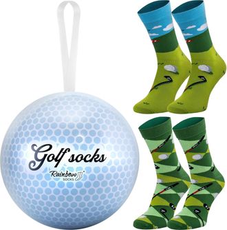 Rainbow Socks Golf Socks in Ball - Golfball Mit Golfsocken Drin - Ein Geschenk F&uuml;r Fans Von Golf, Renommierter Sportart, Eleganz Und Klasse - 2 Paar - Gr&ouml;&szlig;en 41-46