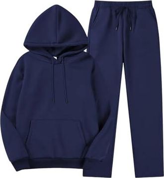 Generic Survêtement complet 2 pièces pour femme avec sweat à capuche surdimensionné, pantalon de survêtement ample confortable avec poches, grande taille, ble
