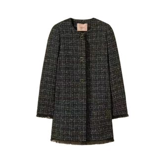 Twinset Boucl&eacute;-Mantel aus T&uuml;ll Plumetis - - Jackets - Damen - Schwarzk - M