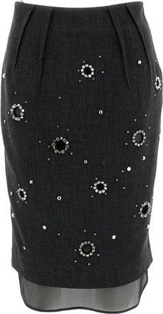 Des_Phemmes Bleistiftrock mit Lagen-Look - - Skirts - Damen - Grau - XS