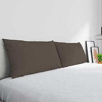 Italian Bed Linen Paar Kissenbez&uuml;ge Max Color 100% Baumwolle, Made in Italy, Gr&ouml;&szlig;e Kissenbezug 50 x 80 cm mit Innenklappe, einfarbig - braun