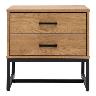 Miliboo Miliboo - Nachttisch mit 2 Schubladen in hellem Eichenholzfinish und schwarzen Metallgestell L50 cm lovato