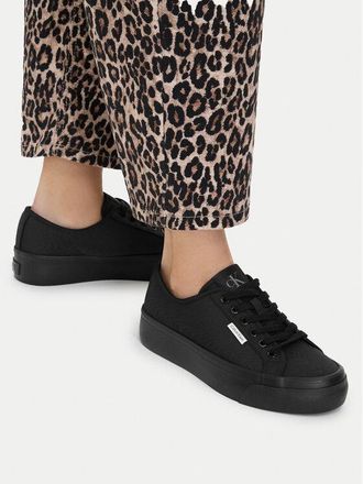 Calvin Klein Sneakers Vulc Flatform Lace Up Moire YW0YW02012 Schwarz