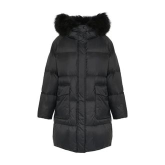 Yves Salomon Lammfell-Daunenjacke mit Kapuze - - Coats - Damen - Schwarzk - M