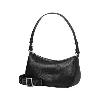 Burkely Always Ava Bag - Sac &Eacute;paule Femme en Cuir Noir - Petit Sac Chic du Quotidien avec Bandouli&egrave;re Logo R&eacute;glable