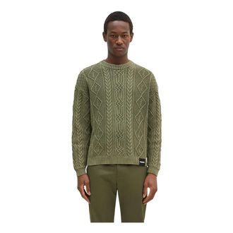Neighborhood Gewaschener Rundhals-Zopfpullover - - Knitwear - Herren - Gr&uuml;n - L